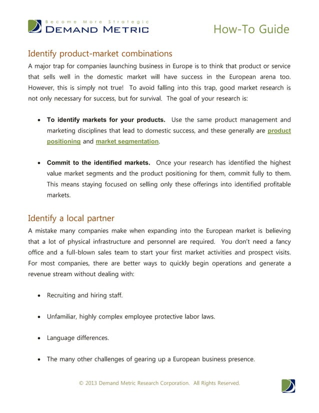 How-To Guide - European Market Entry | PDF