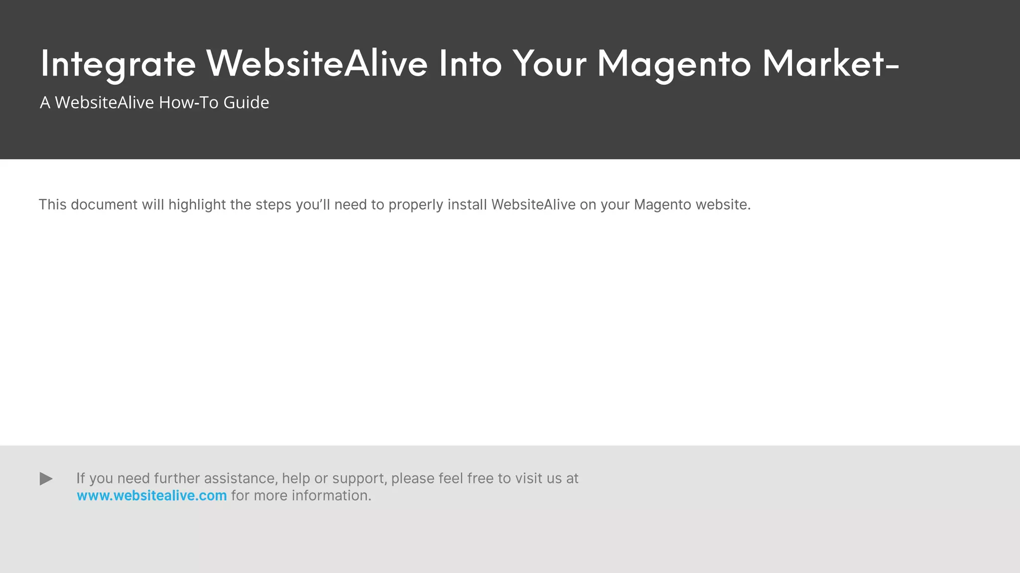 WebsiteAlive Integration: Magento | PPT