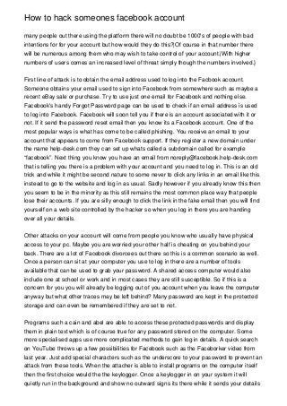 How to hack someones facebook account