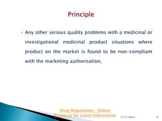 Complaints , quality defects & recalls - New EMA Requirements | PPTX