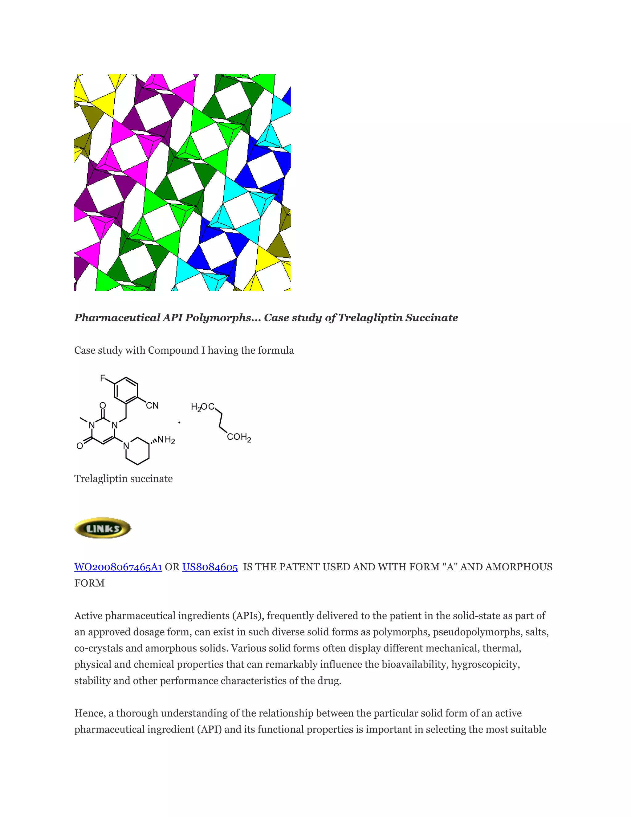 How to handle drug polymorphs... case study of trelagliptin succinate | PDF