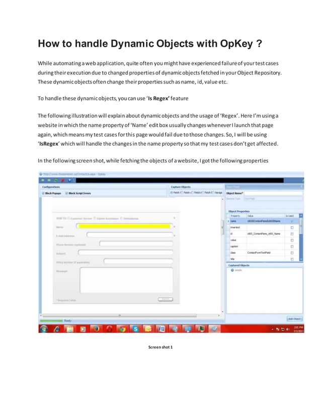 How to handle Dynamic Objects with OpKey? | DOCX | Web Development | Internet