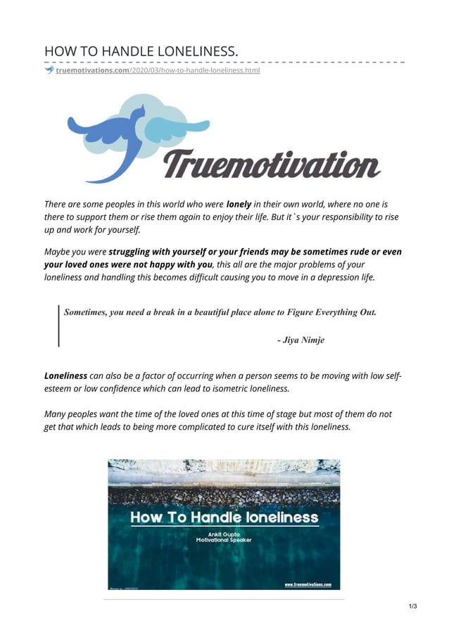 How to handle loneliness | PDF