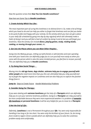 How to handle loneliness | PDF
