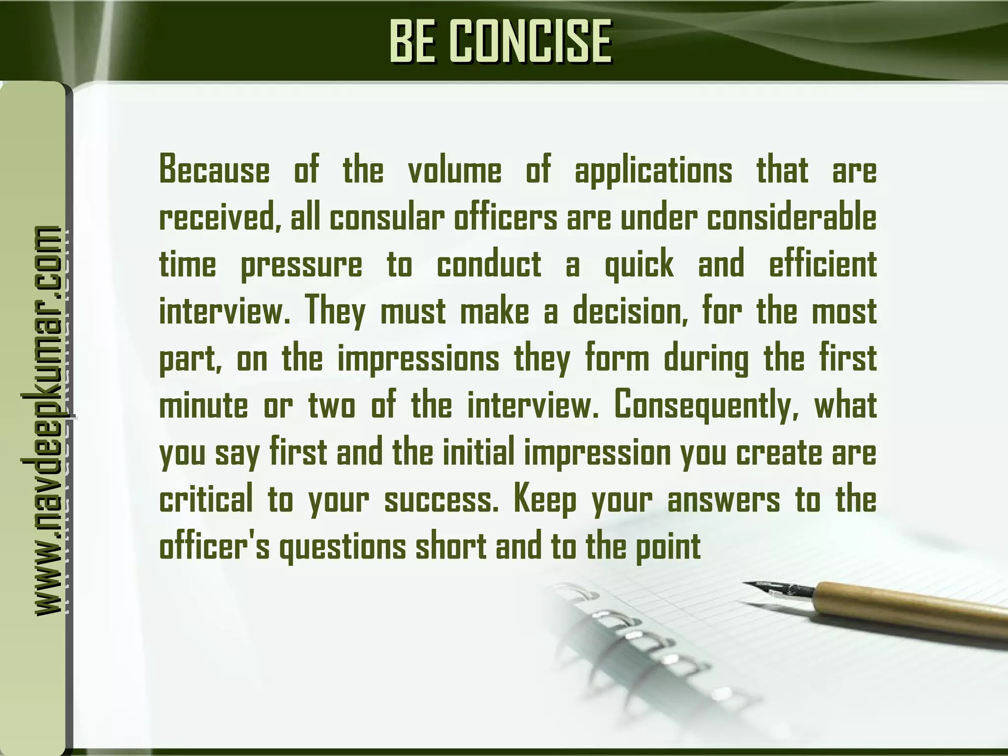 How to handle Visa Interviews | PPT