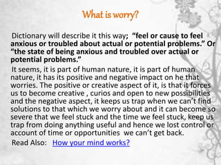 How to handle worries and the cost of worries | PPT