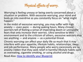How to handle worries and the cost of worries | PPT