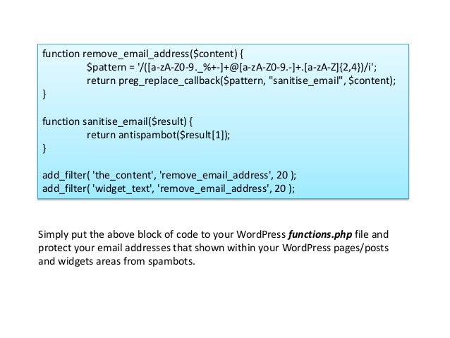 How to hide email addresses from spambots in wordpress