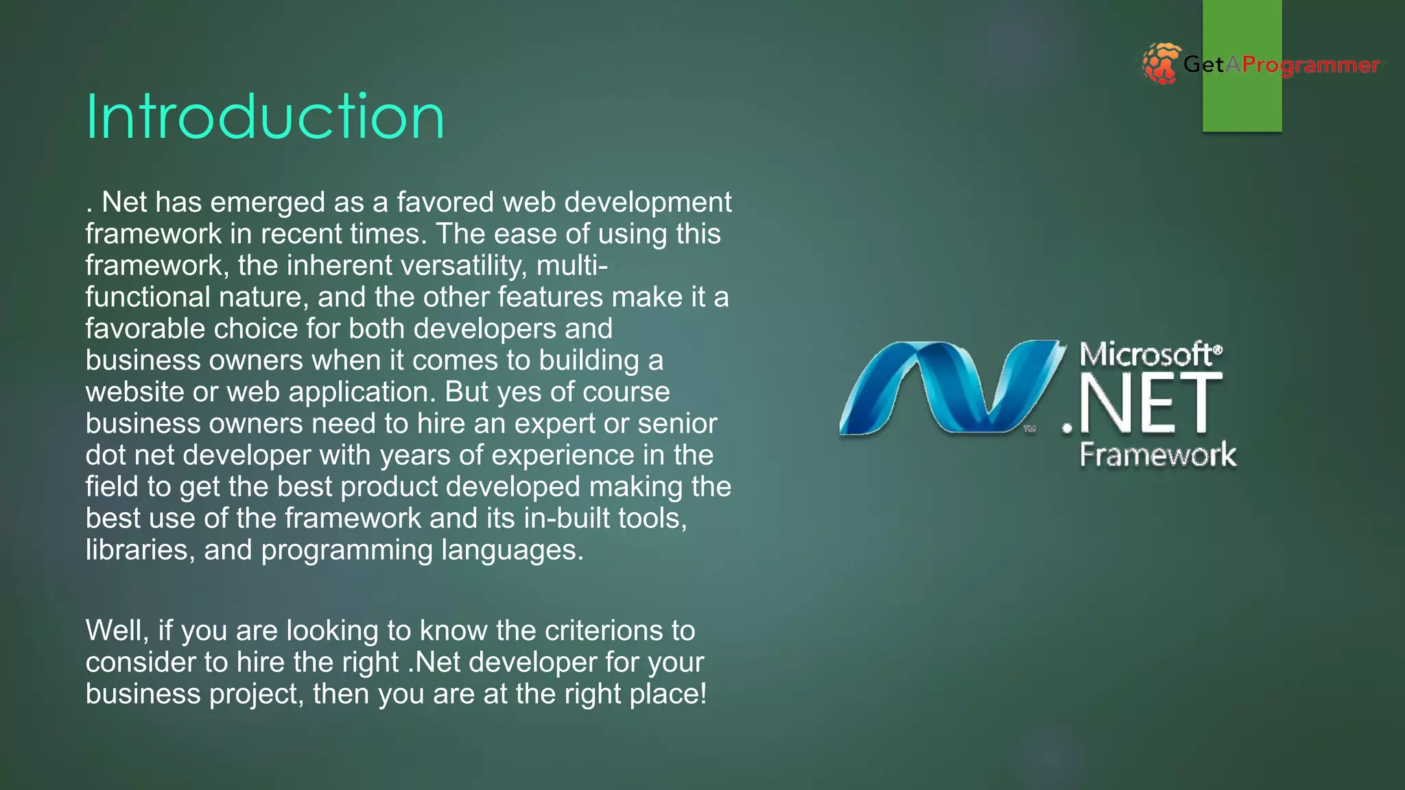 How To Hire A Dot Net Developer Ppt
