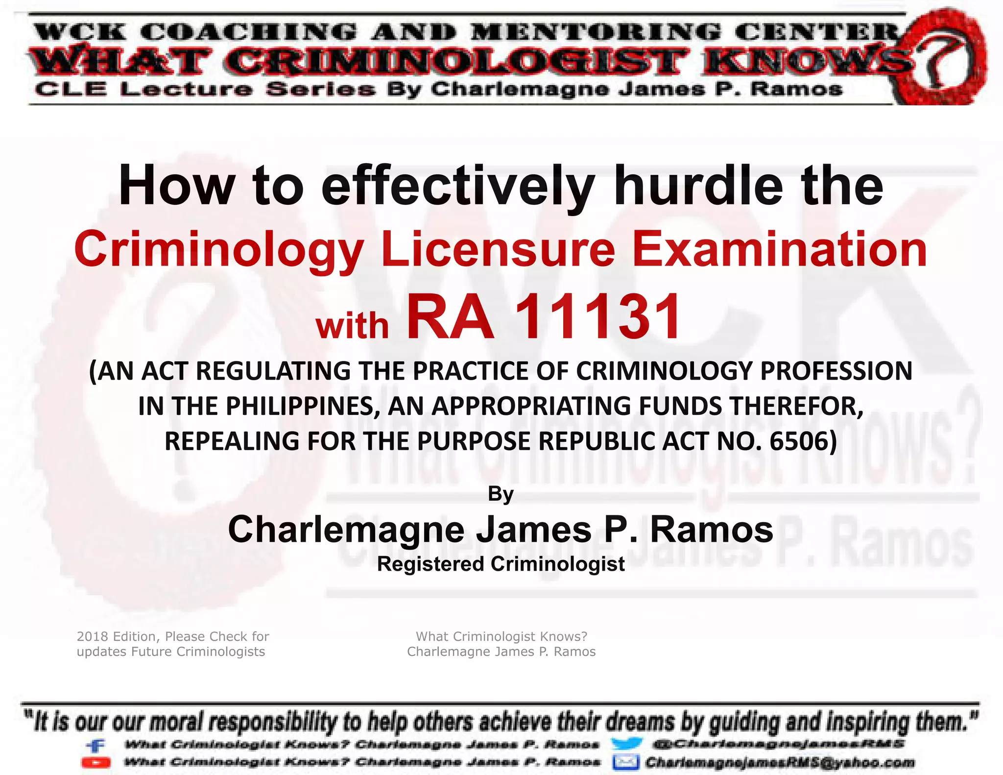 How to hurdle the Criminologist Licensure Examination with RA 11131 by ...