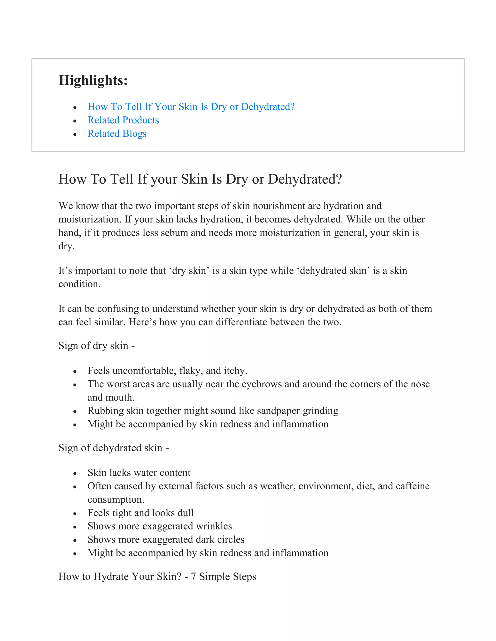 How to hydrate your skin naturally - 7 quick tips | PDF