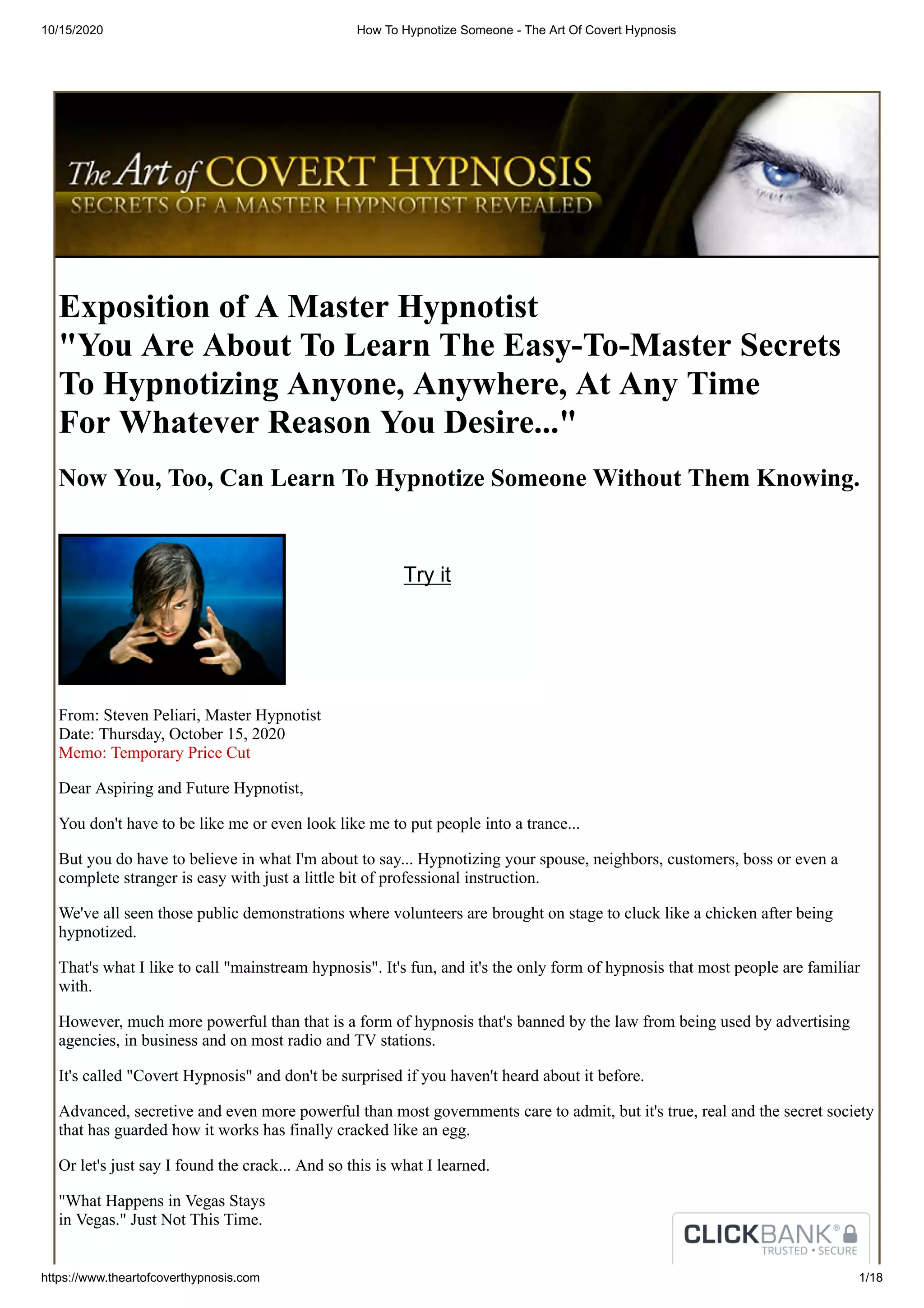 How to hypnotize_someone_-_the_art_of_covert_hypnosis 1 | PDF