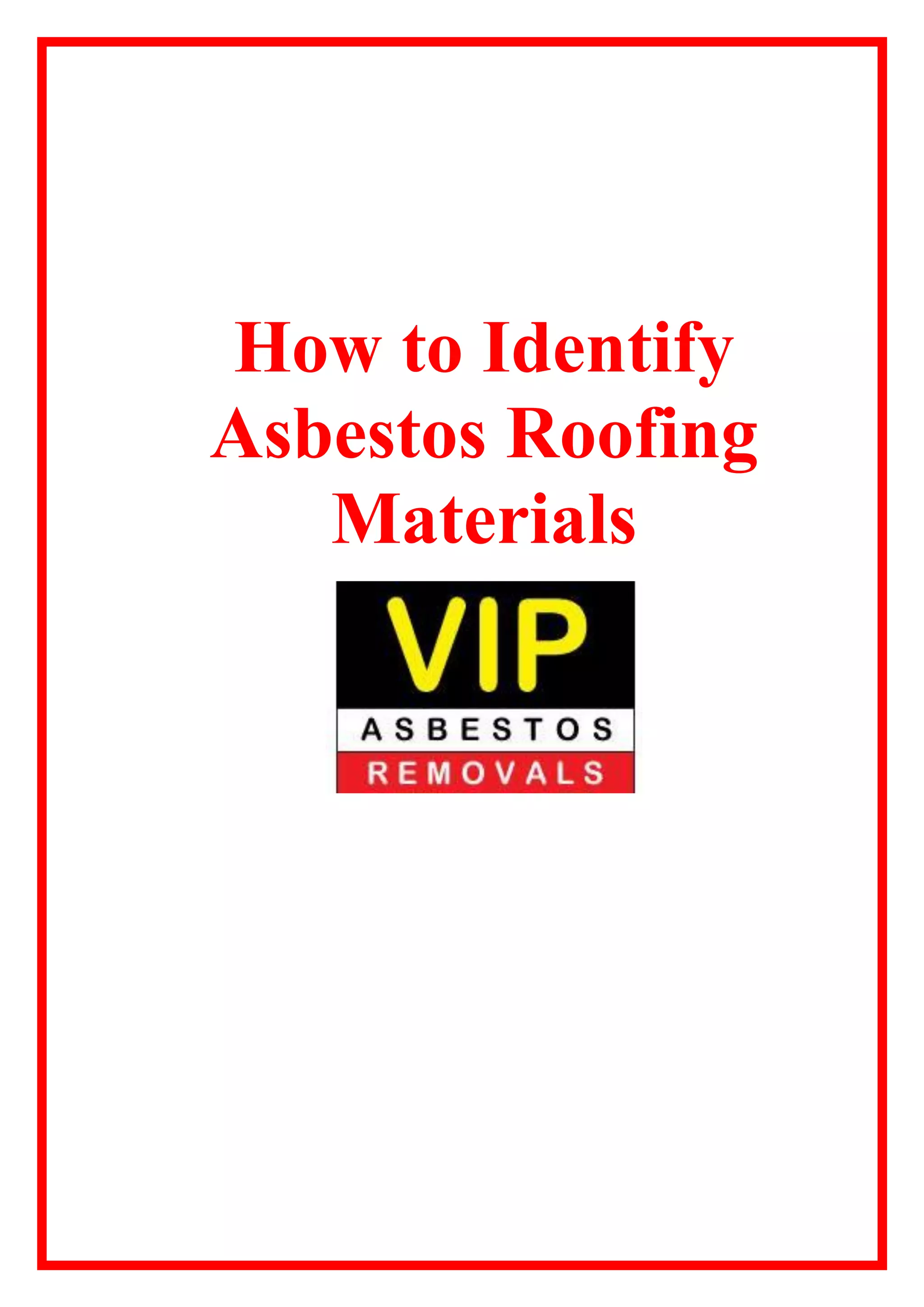How to Identify Asbestos Roofing Materials | PDF