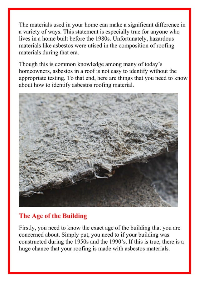 How to Identify Asbestos Roofing Materials | PDF | Indoor Environmental ...