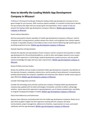 How to Identify the Leading Mobile App Development Company in Missouri.pdf