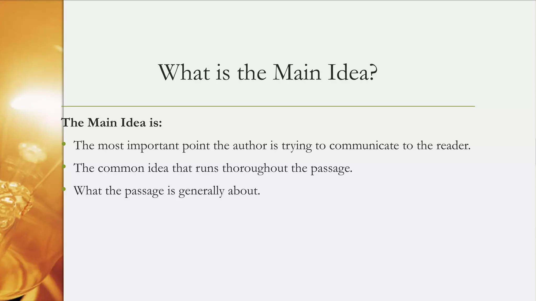 How to identify the main idea in written text | PPT
