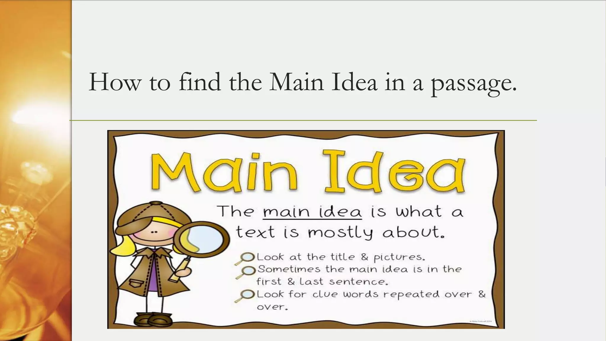 How to identify the main idea in written text | PPT