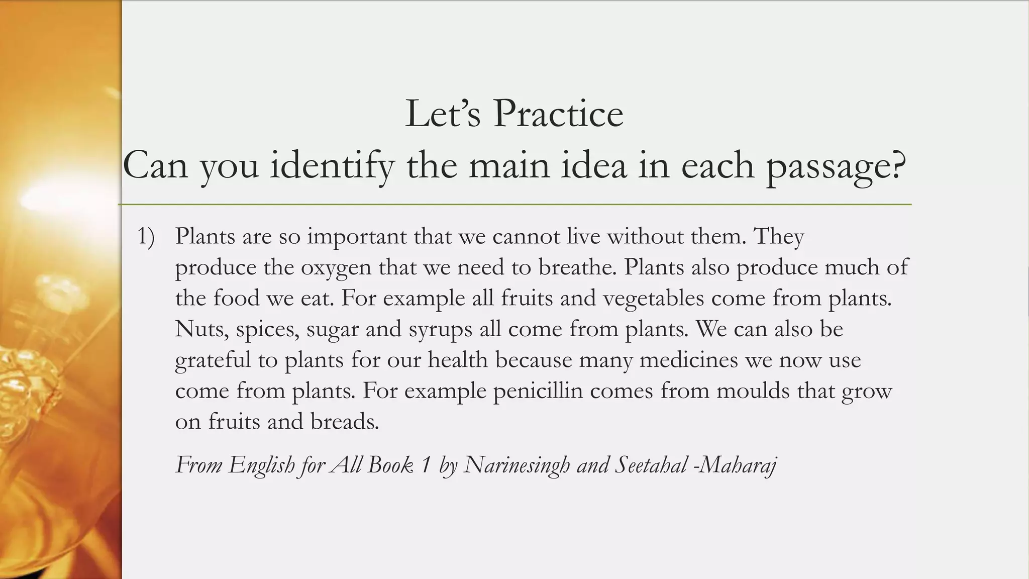 How to identify the main idea in written text | PPT