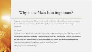 How to identify the main idea in written text | PPT