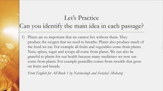 How to identify the main idea in written text | PPT