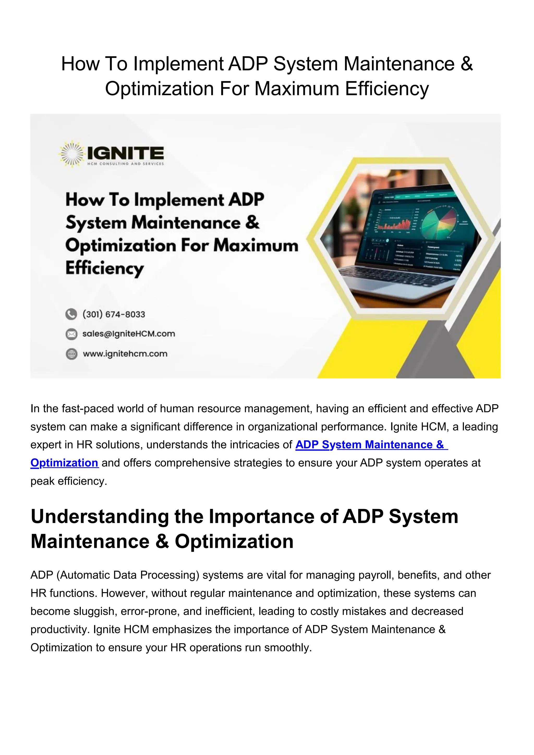 How To Implement ADP System Maintenance & Optimization For Maximum ...