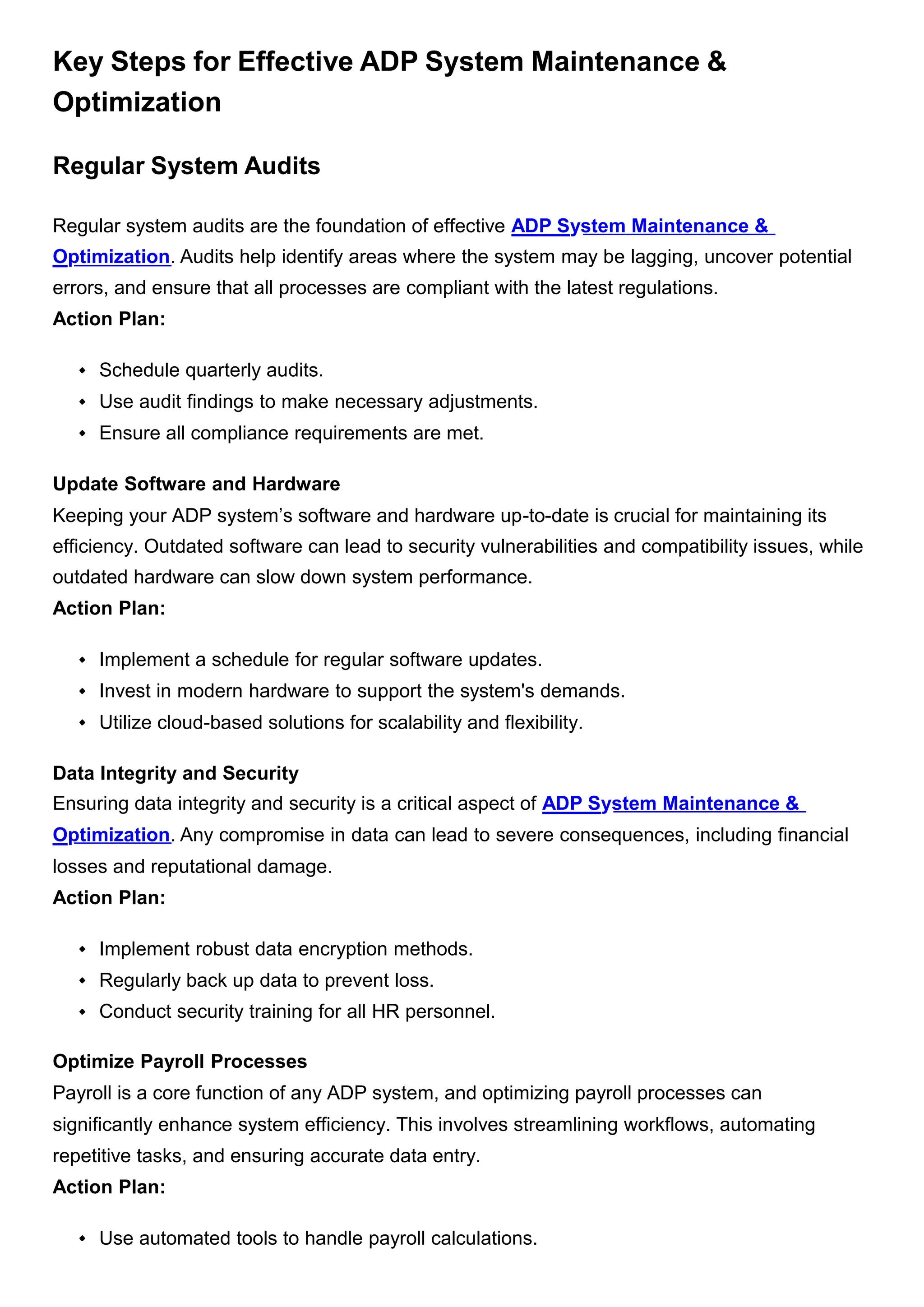 How To Implement ADP System Maintenance & Optimization For Maximum ...