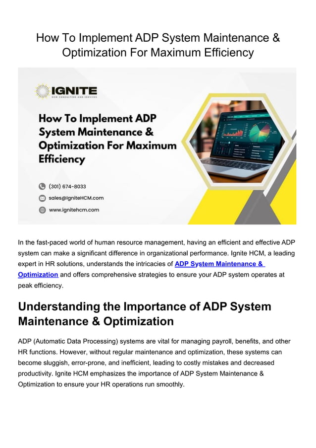 How To Implement ADP System Maintenance & Optimization For Maximum ...