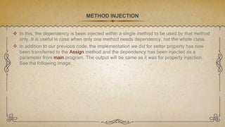 How to implement dependency injection in c# | PPTX | Programming Languages | Computing