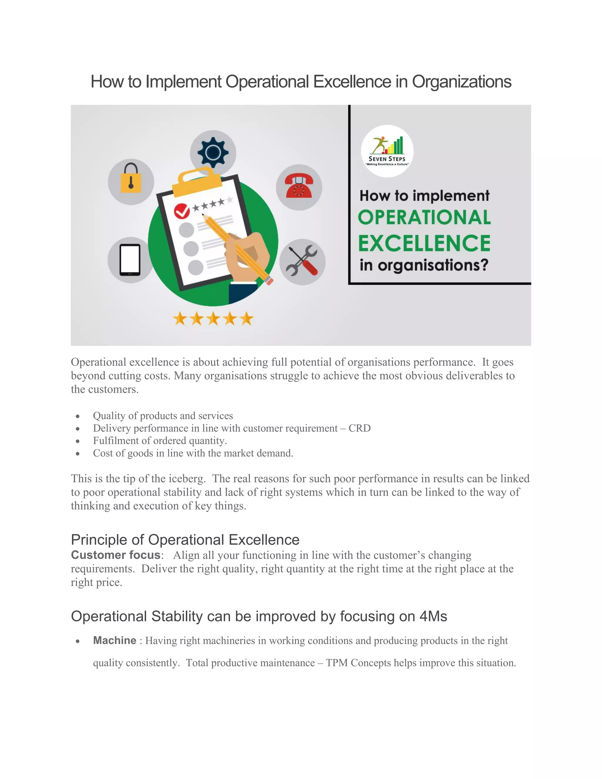 How to implement operational excellence in organizations | PDF