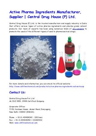 How To Importance Of Active Pharma Ingredients?