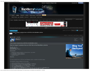 How to import contacts from an csv file to the black berry device | PDF