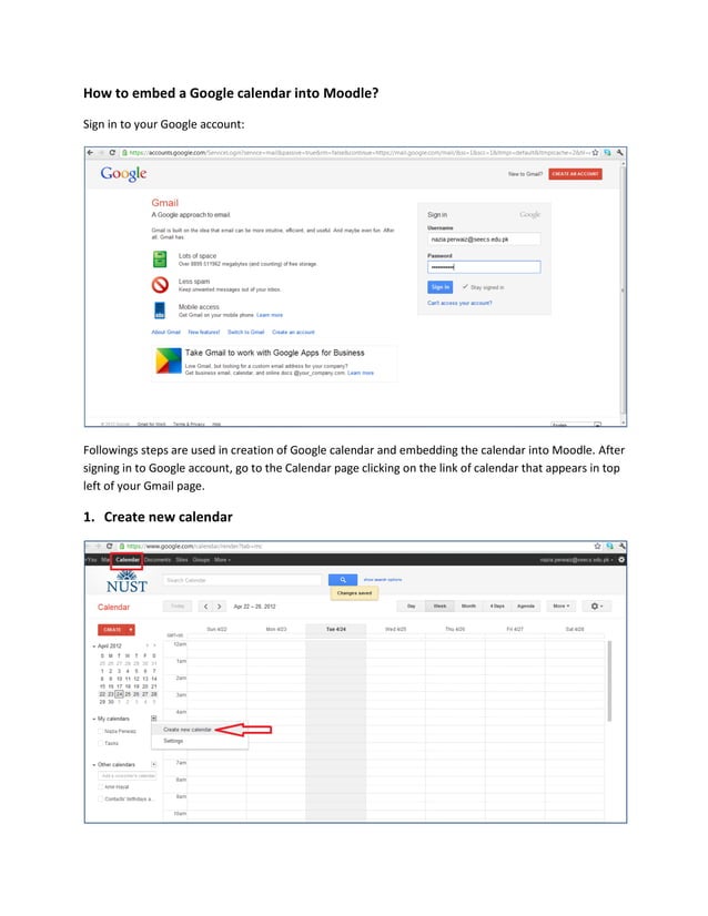 How to import_google_calendar_into_moodle | PDF