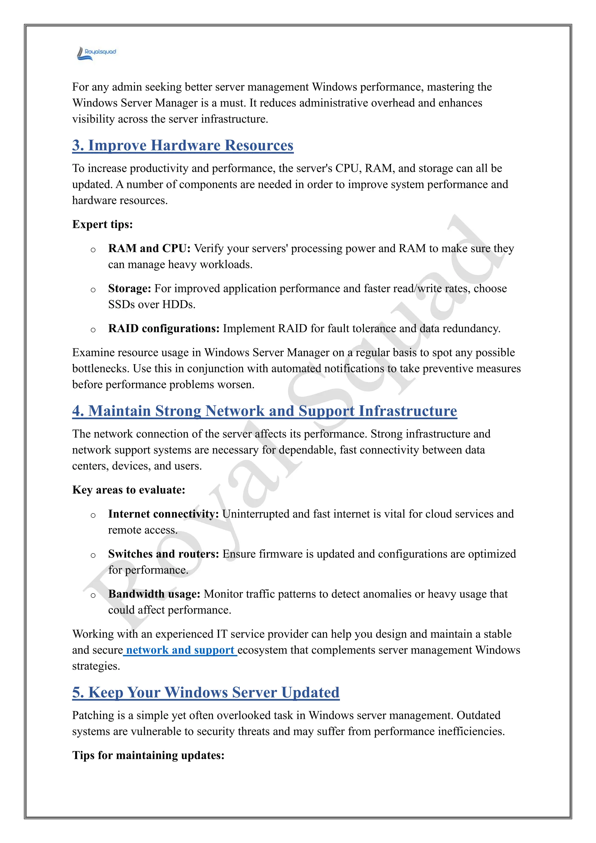How to Improve Server Management Windows Performance Expert Admin Tips | PDF