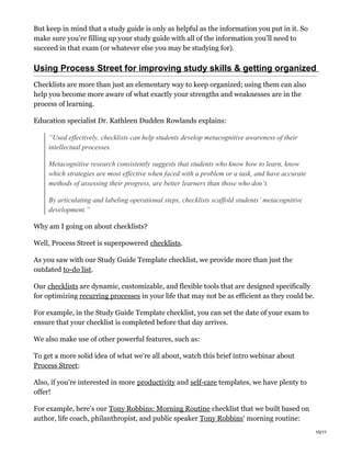 How to Improve Study Skills & Get Organized: Use a Study Guide Template | PDF