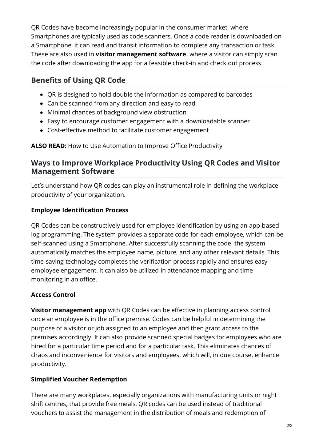 How to improve workplace productivity using qr code technology