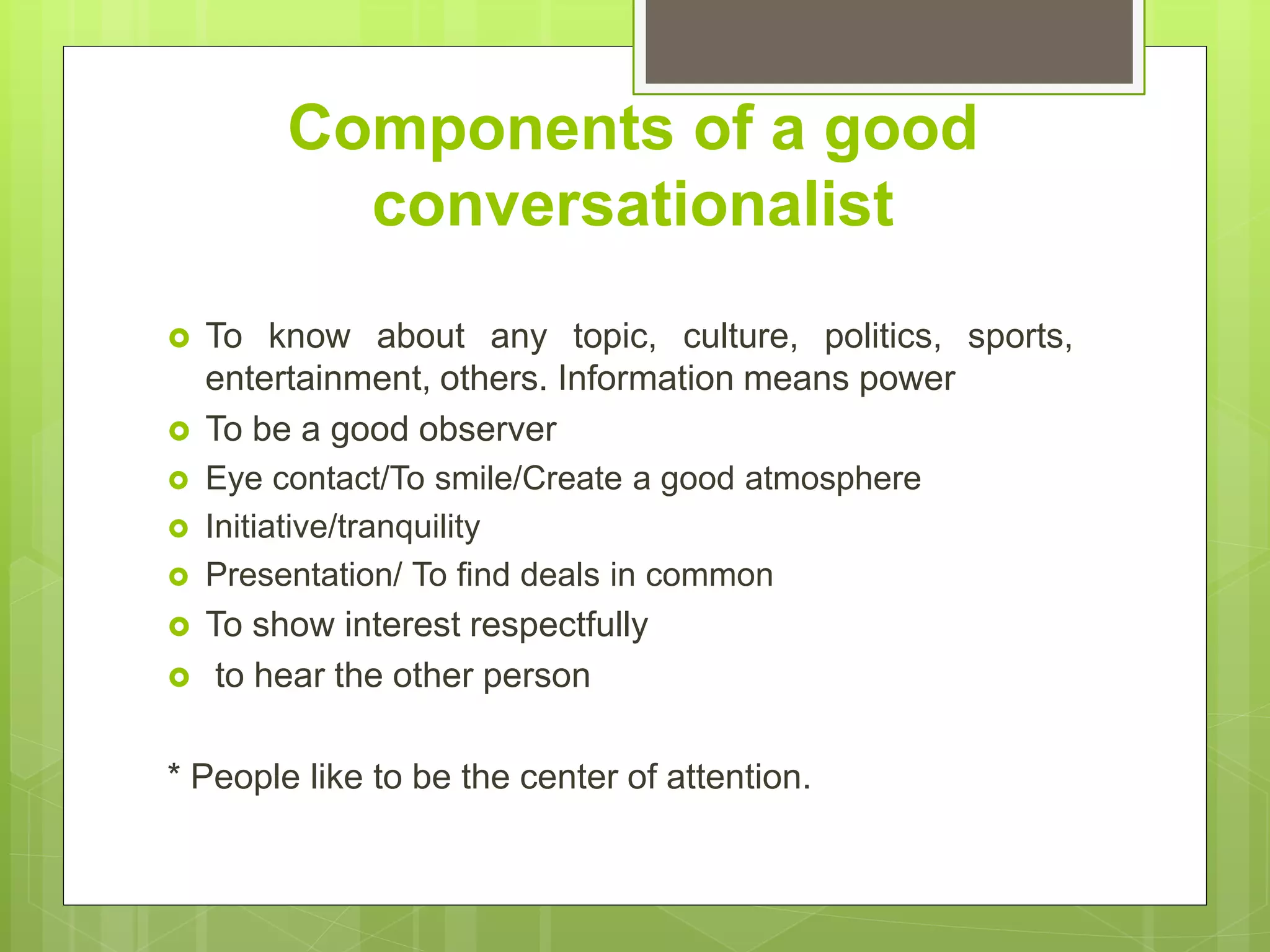 How to improve your conversational skills | PPTX