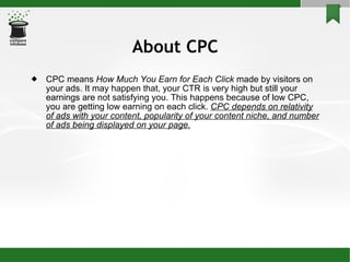 How to increase effective CTR, CPC and e CPM of website? | PPT | Free ...