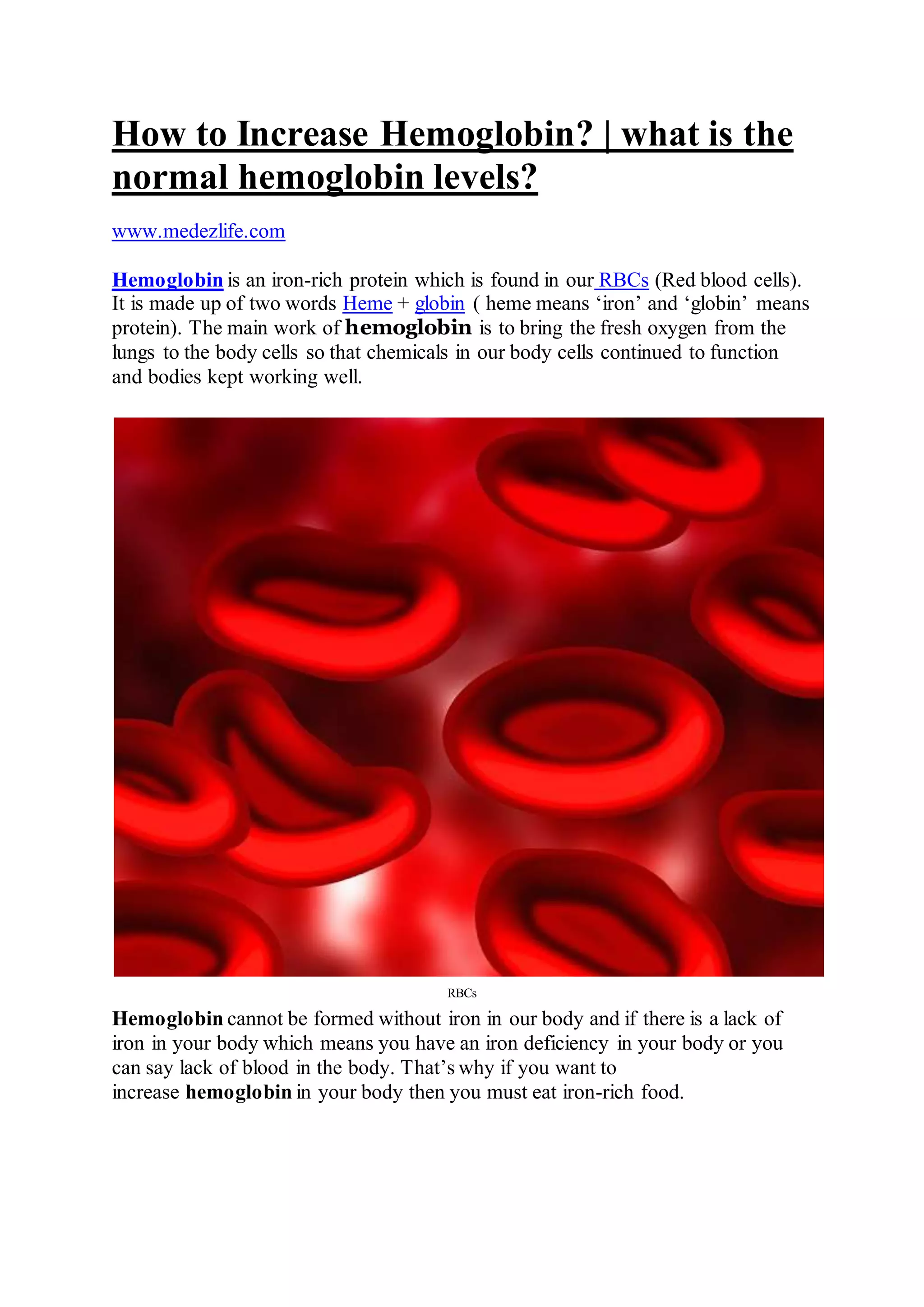 How to increase hemoglobin? | what is the normal hemoglobin levels? | DOCX