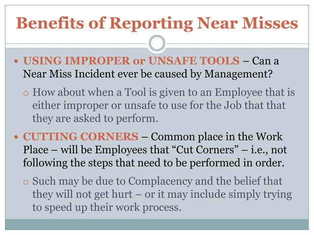 How to Increase Near Miss Reporting | PPTX | Resume Writing and Advice ...