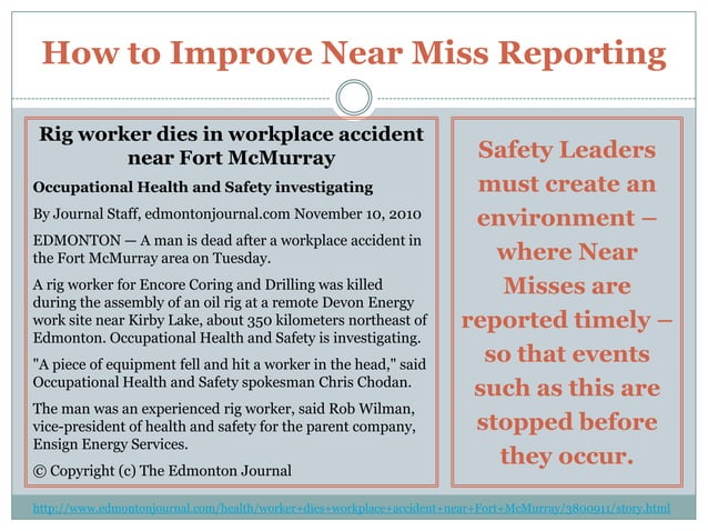How to Increase Near Miss Reporting | PPTX | Resume Writing and Advice ...