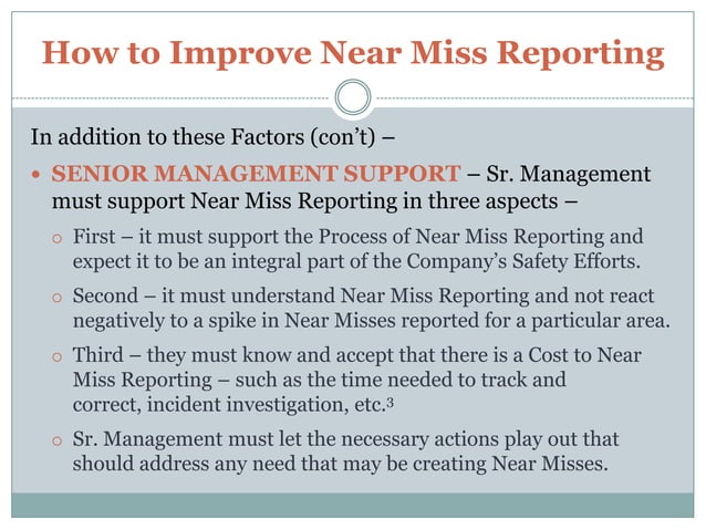 How to Increase Near Miss Reporting | PPTX | Resume Writing and Advice ...