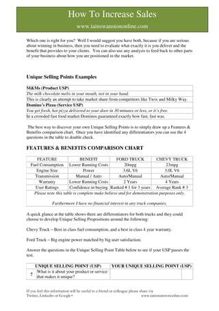 How To Increase Sales-Unique Selling Point Examples | PDF