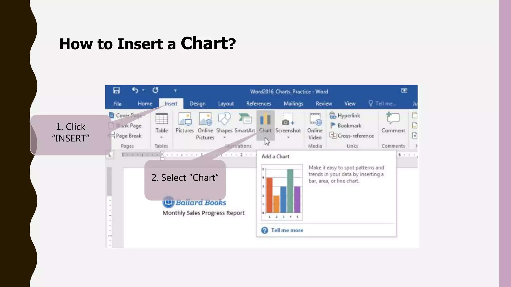 How to insert a chart in microsoft word 2016 | PPTX | Computing ...