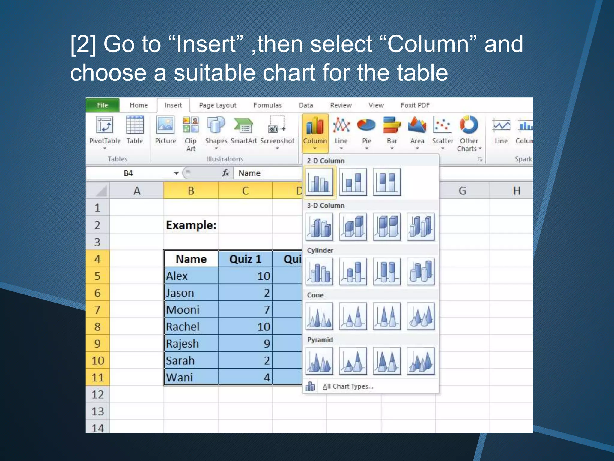 How to insert a chart using selected data | PPTX