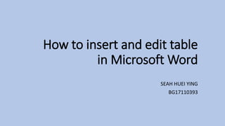 How to insert and edit table in microsoft word | PPTX
