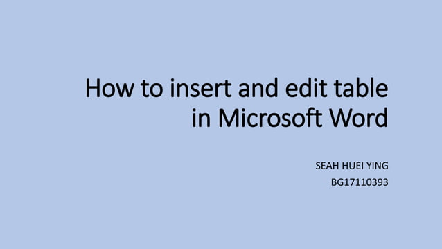 How to insert and edit table in microsoft word | PPT