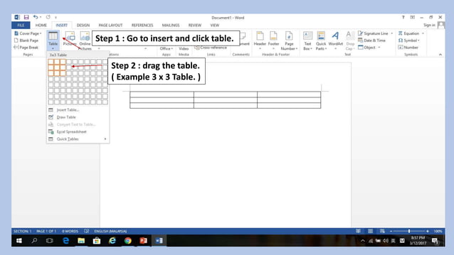 How to insert and edit table in microsoft word | PPTX | Computing ...