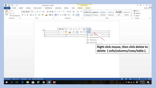 How to insert and edit table in microsoft word | PPTX | Computing | Technology & Computing