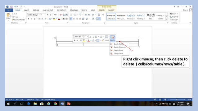 How to insert and edit table in microsoft word | PPTX