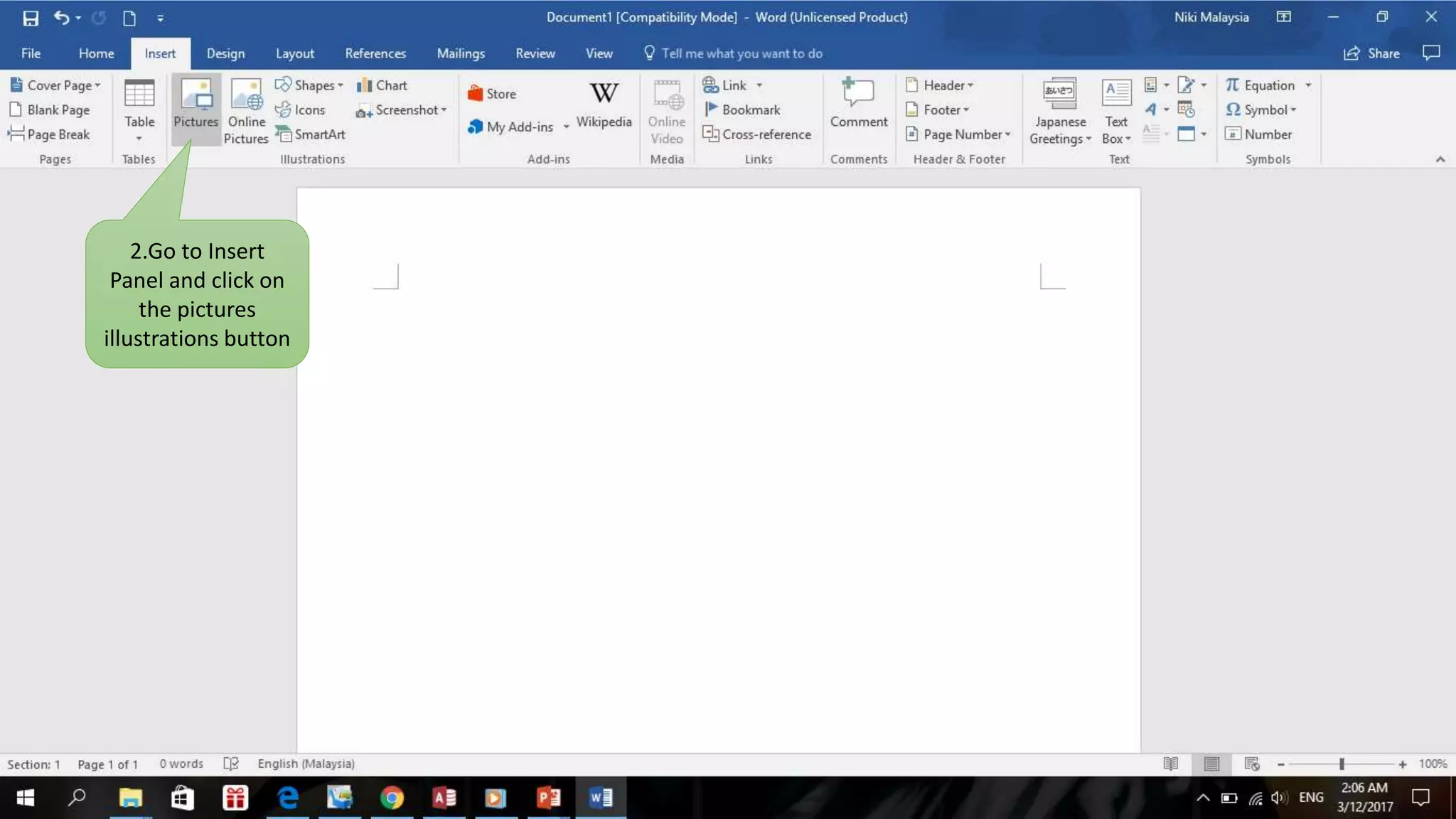 How to insert a picture in Microsoft Word 2016 | PPT